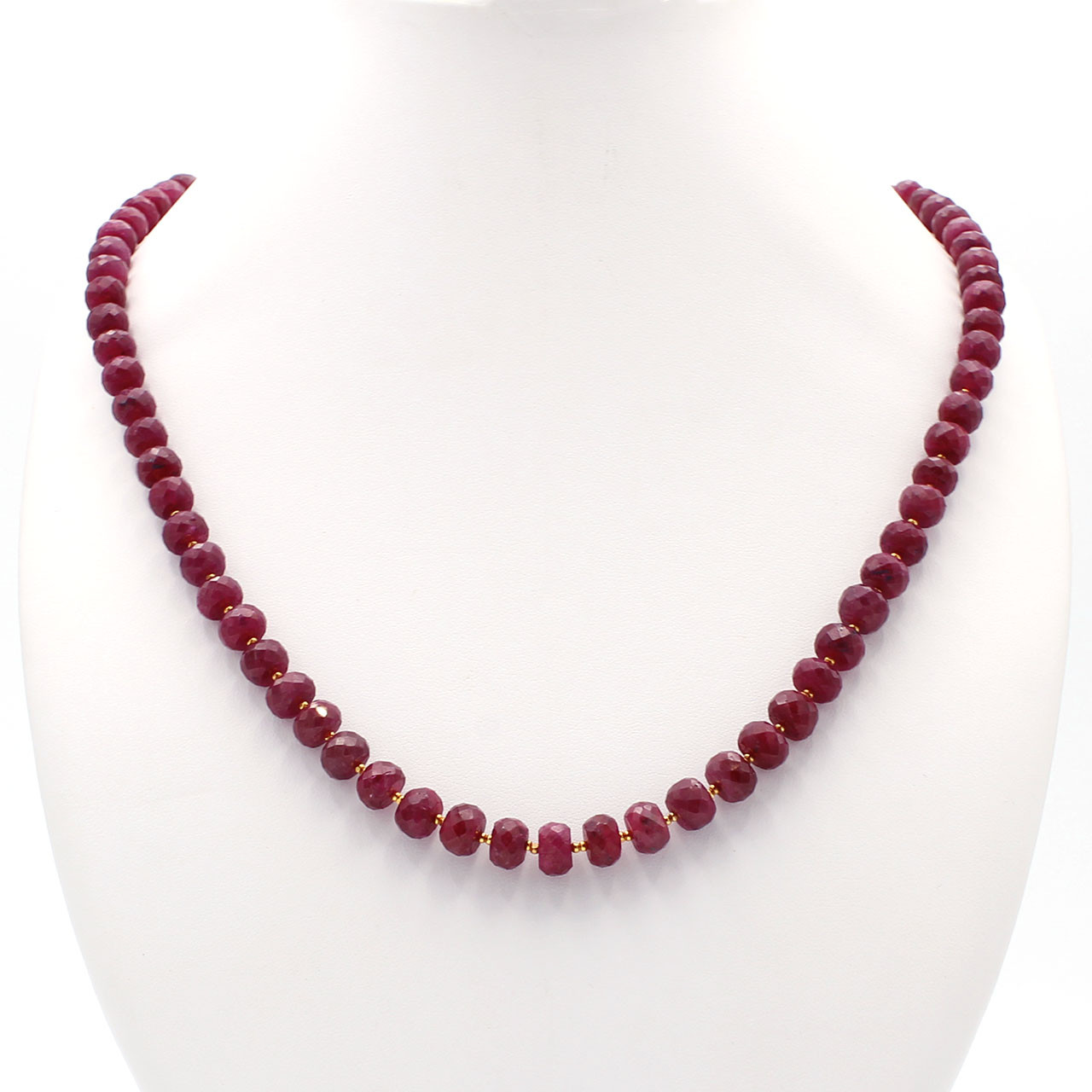 Faceted Ruby Necklace with 22k Gold Beads