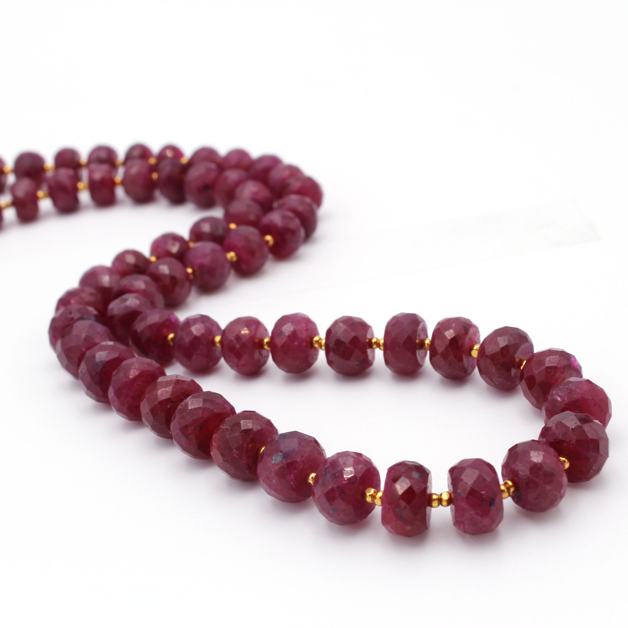 Faceted Ruby Necklace with 22k Gold Beads