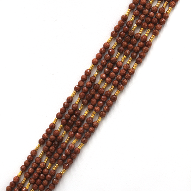 Three Line Goldstone Necklace with Side Pendant
