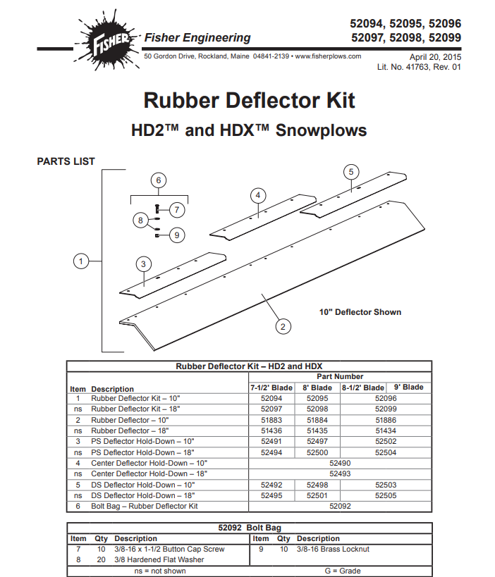 52096 - 8.5' & 9' - HD2 FISHER SNOWPLOWS FACTORY GENUINE ACCESSORY 10 ...