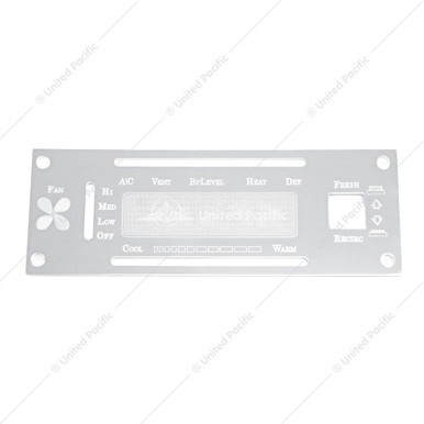 48202-UP KENWORTH STAINLESS A/C CONTROL PLATE WITH OPENING