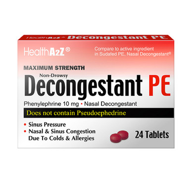 Decongestant 24 Tablets(Compare to Sudafed PE Nasal Decongestant Active ...