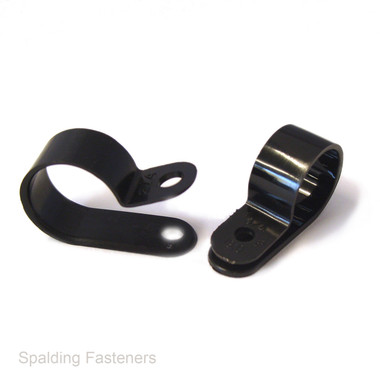Metric / Imperial Black Nylon Mounting P Clips - Spalding Fasteners