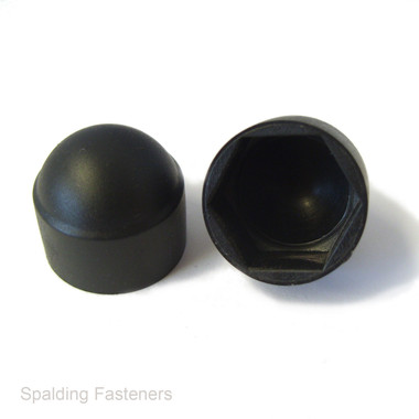 Black Nylon Plastic Hex Dome Nut & Bolt Cap Covers - Spalding Fasteners