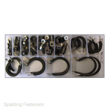 Assorted Metric A2 Stainless Steel Black Rubber Lined P Clips ...