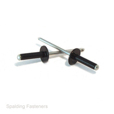 4mm Metric Aluminium / Steel Black Pop Dome Head Large Head Flange ...