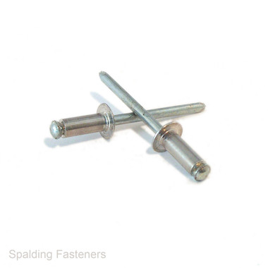 4mm Metric Aluminium/Steel Pop Dome Head Peeled Rivets - Spalding Fasteners