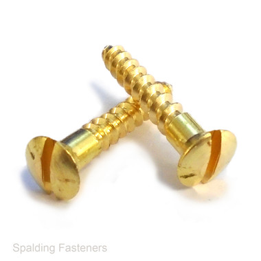No.6 Solid Brass Raised Countersunk Slotted Wood Screws - Spalding Fasteners