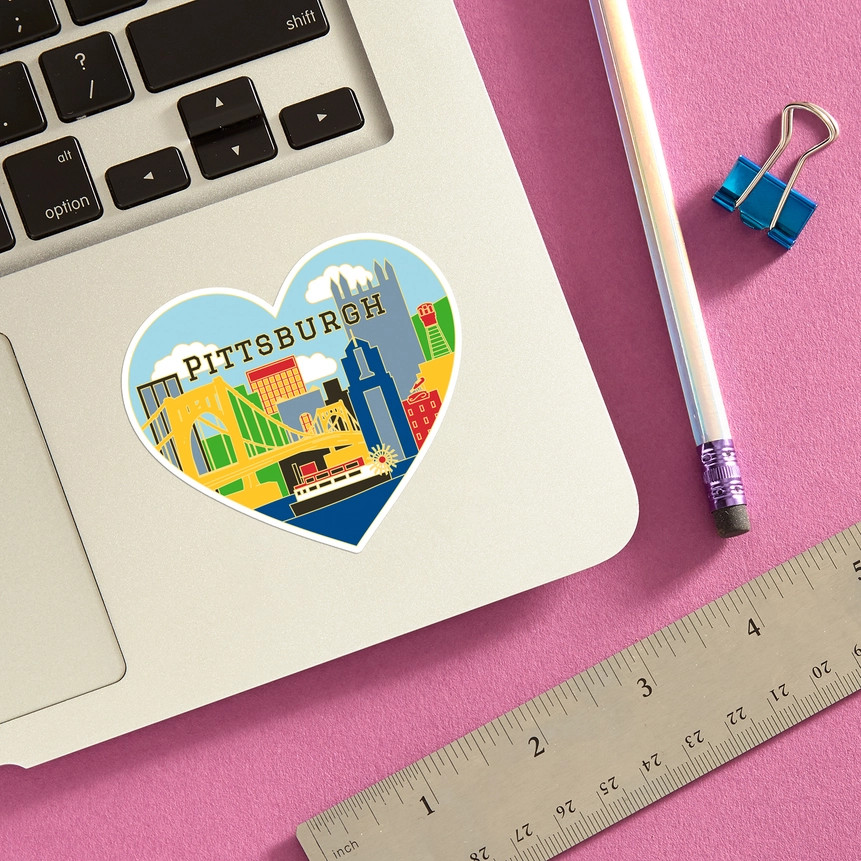 Pittsburgh Skyline Heart Sticker