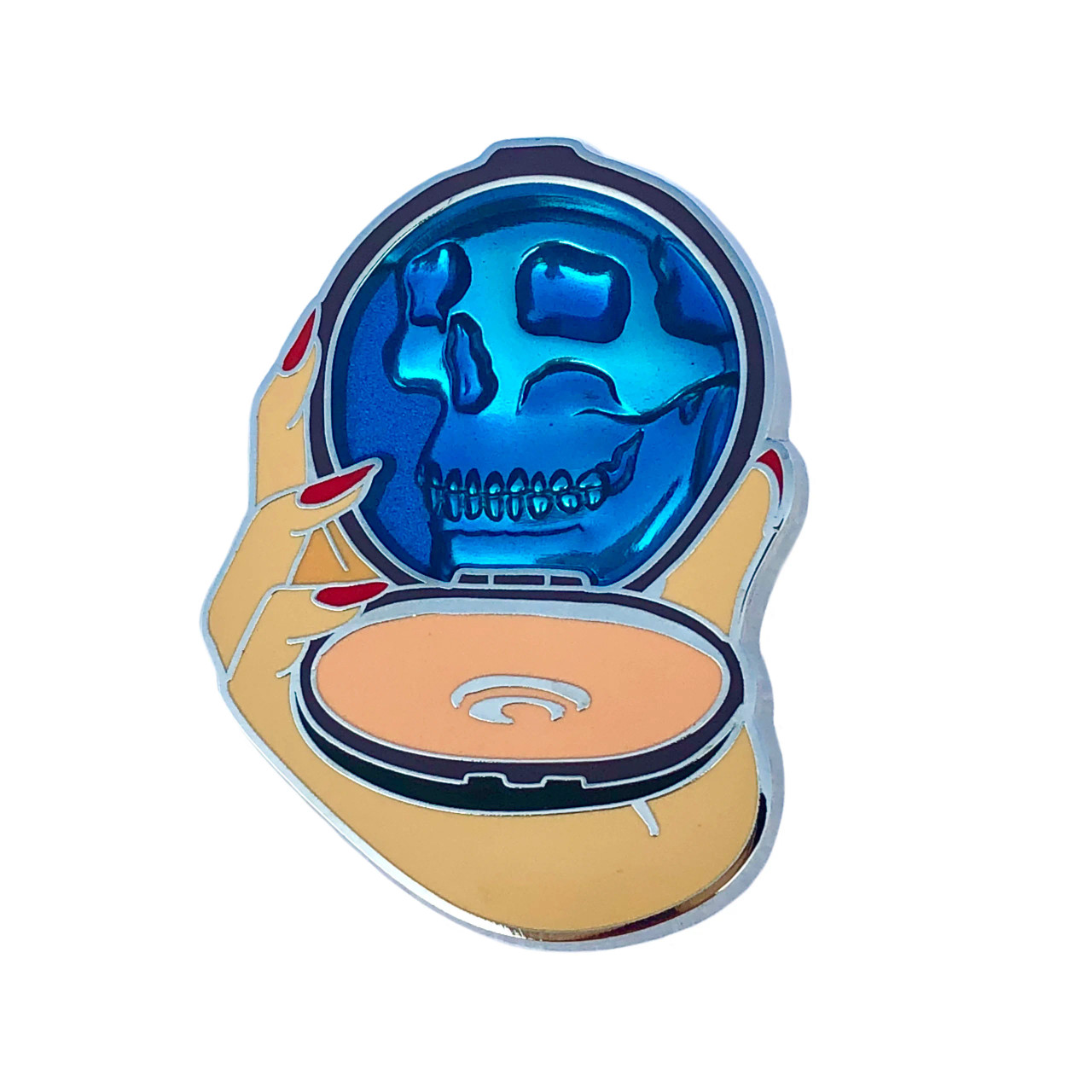 Skull Compact Blue Enamel Pin