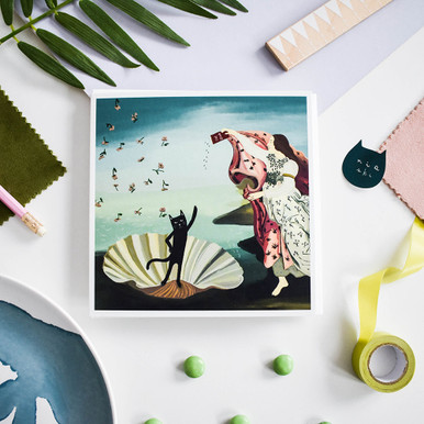 Birth of Cat Venus Greeting Card