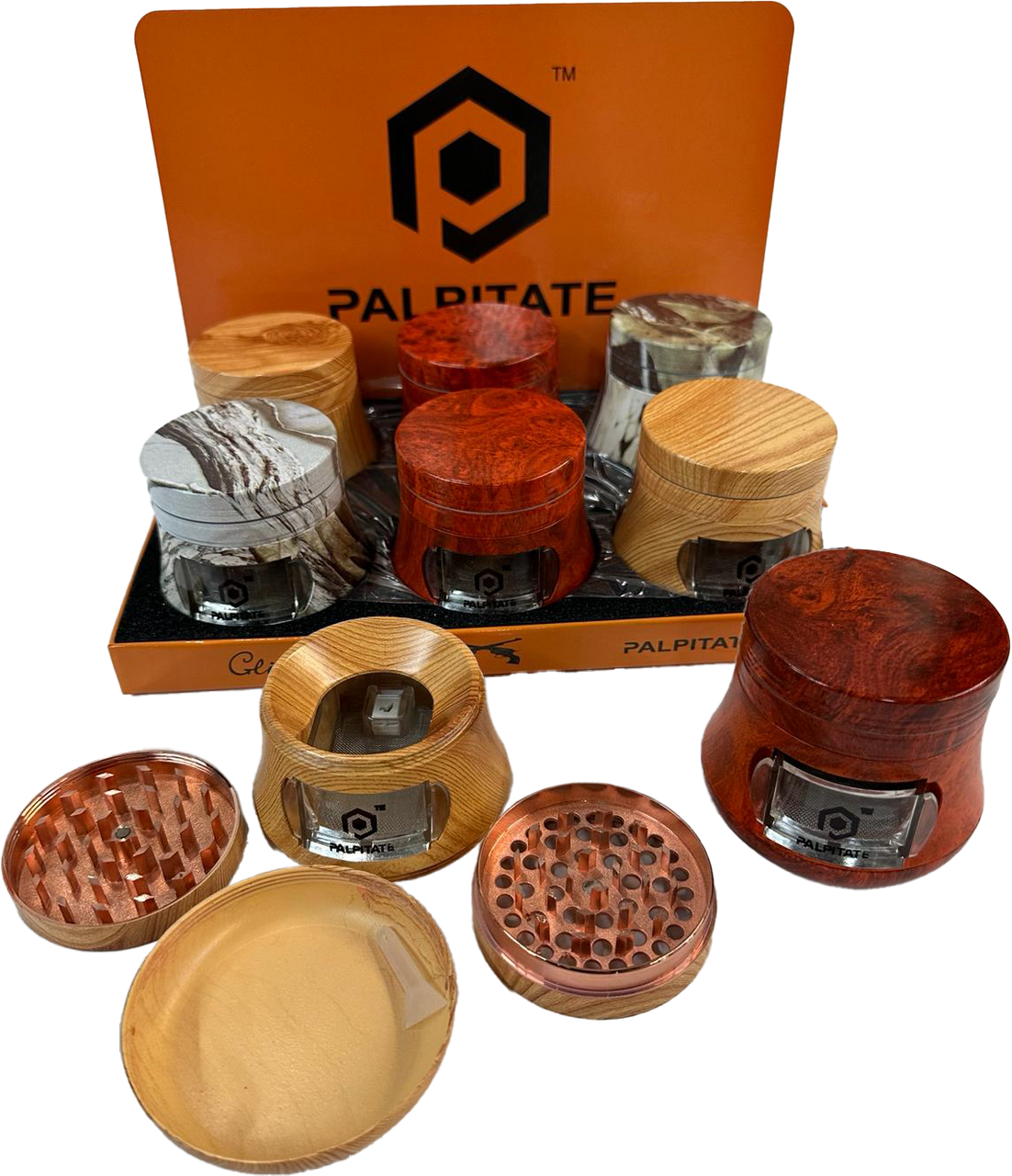 Palpitate Grinder, Wood Grain and Colors