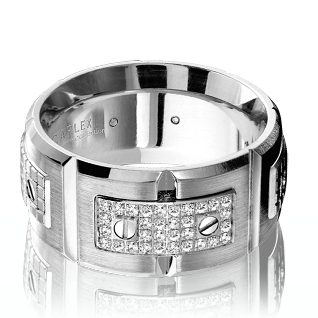 His CARLEX 18kt White Gold Diamond Wedding Ring WB-9897WW-S | American ...