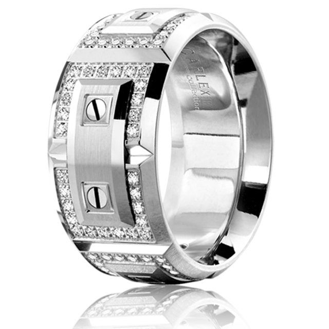 His CARLEX 18kt White Gold Diamond Wedding Ring WB-9851 | American ...