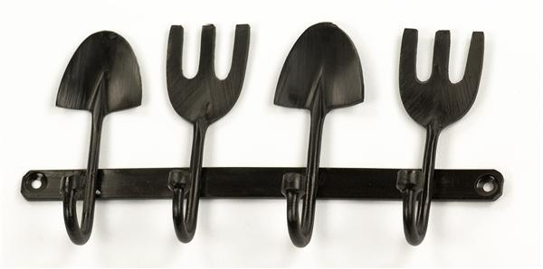 Set of 2 18.5CM Vintage Iron Hanger with 4 Hooks Spades and Forks