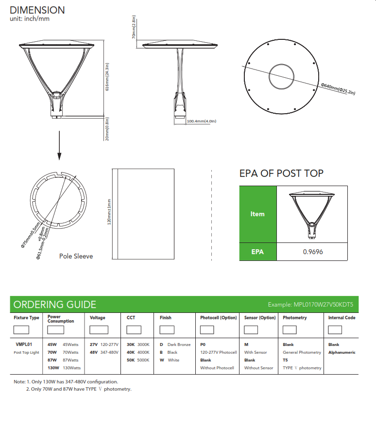 Round LED Post Top Commercial Light - Lighting Supply Outlet