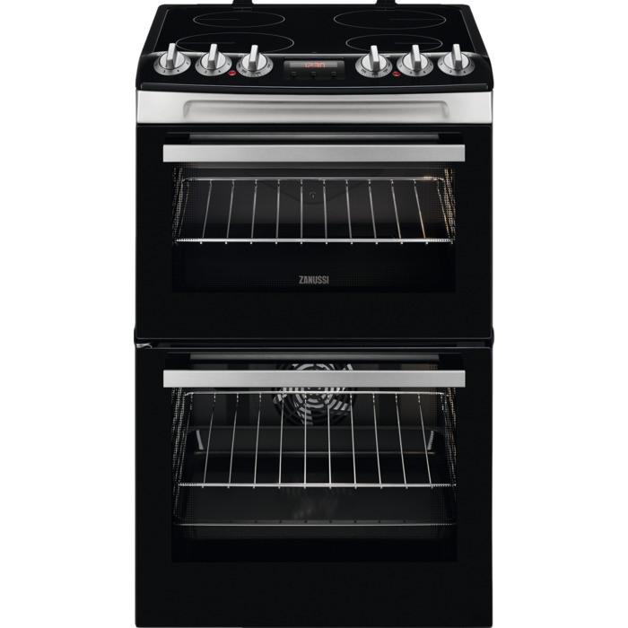 Zanussi 55cm Double Oven Electric Cooker with Ceramic Hob | ZCV46250XA ...