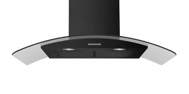 Belling Chimney Hood Curved Glass 90cm - Black | CHIM904GBLK - expert.ie