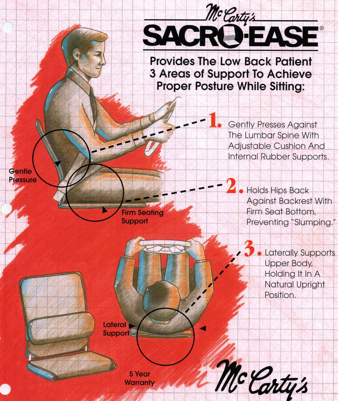 Sacro-Ease® Sacro Premium Lumbar Support MSE1 Seat Support, Black
