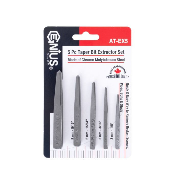 Genius Tools 5pc Square Shank Screw Easy out Extractor Set AT-EX5 ...