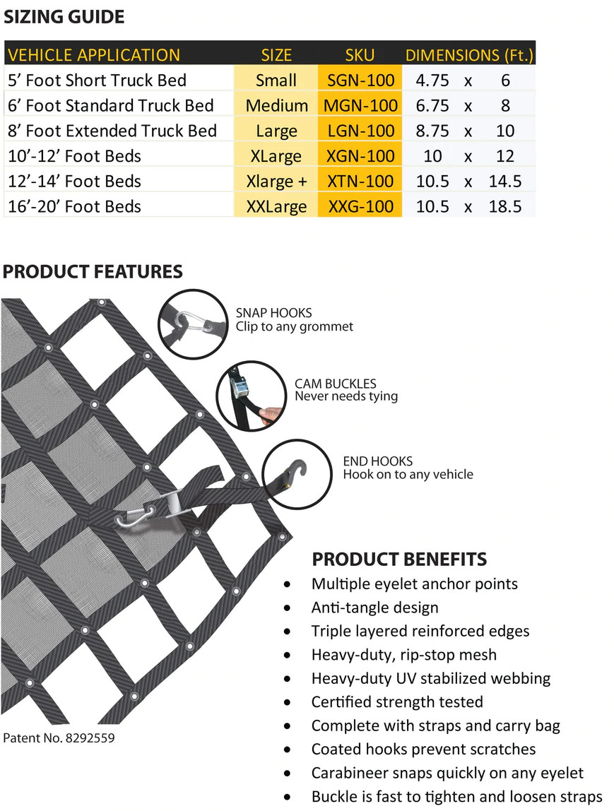 Gladiator Ute Cargo net Large 3000 x 2610mm LGN-300 - Robson's Tool ...