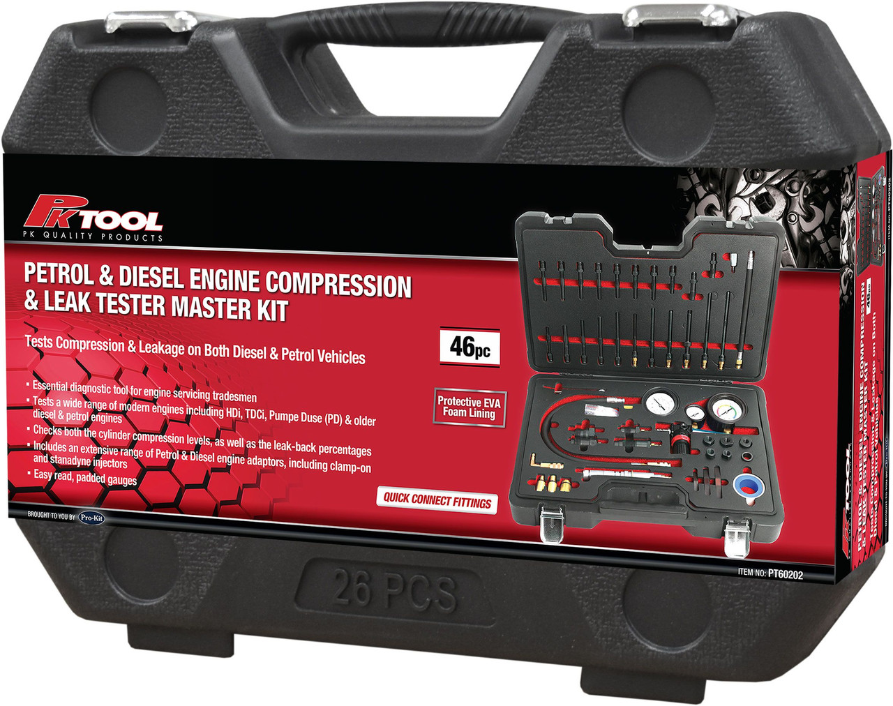 46pc Petrol & Diesel Engine Compression & Leak Tester Master kit ...