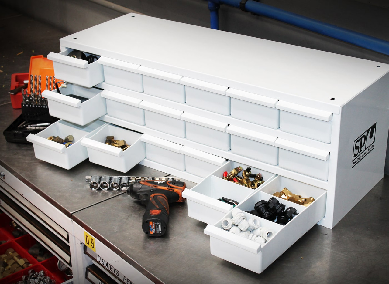 SP TOOLS 18 Drawer Organiser Unit - Robson's Tool King Store