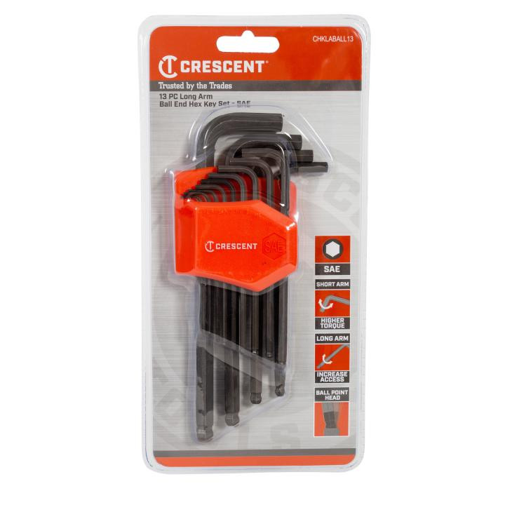 Crescent 13pc Long Ball End SAE Hex Key Set CHKLABALL13 - Robson's Tool ...