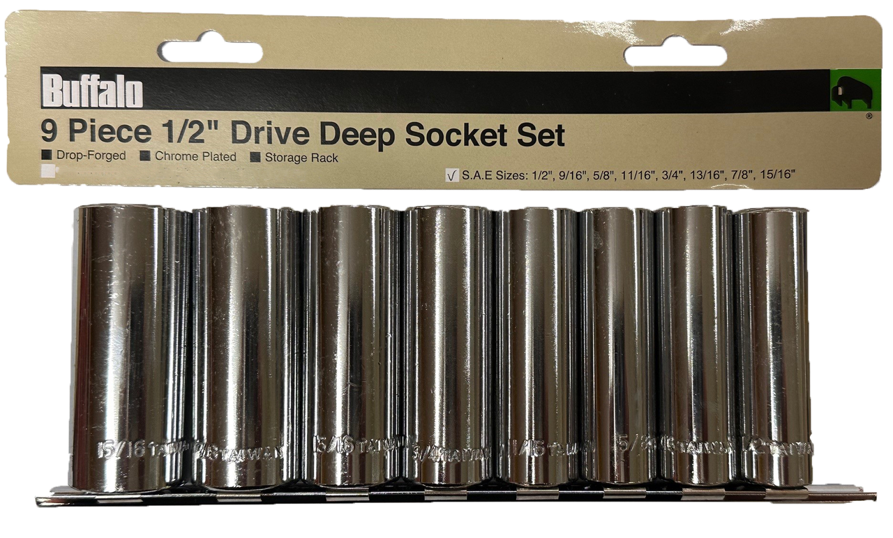 9pc 1/2"Dr Deep Socket Set SAE - Robson's Tool King Store