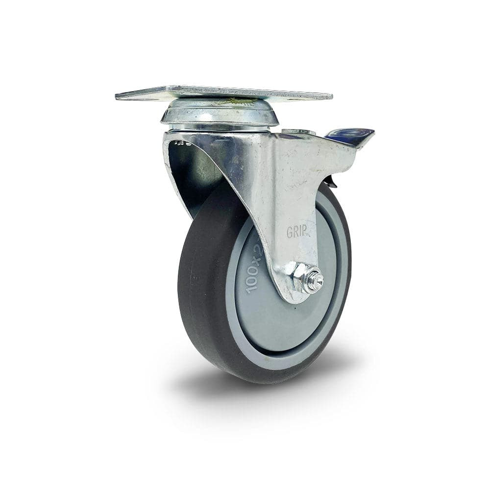 GRIP 75mm Institutional Grey Swivel Castor Wheel with Brake 42006 ...