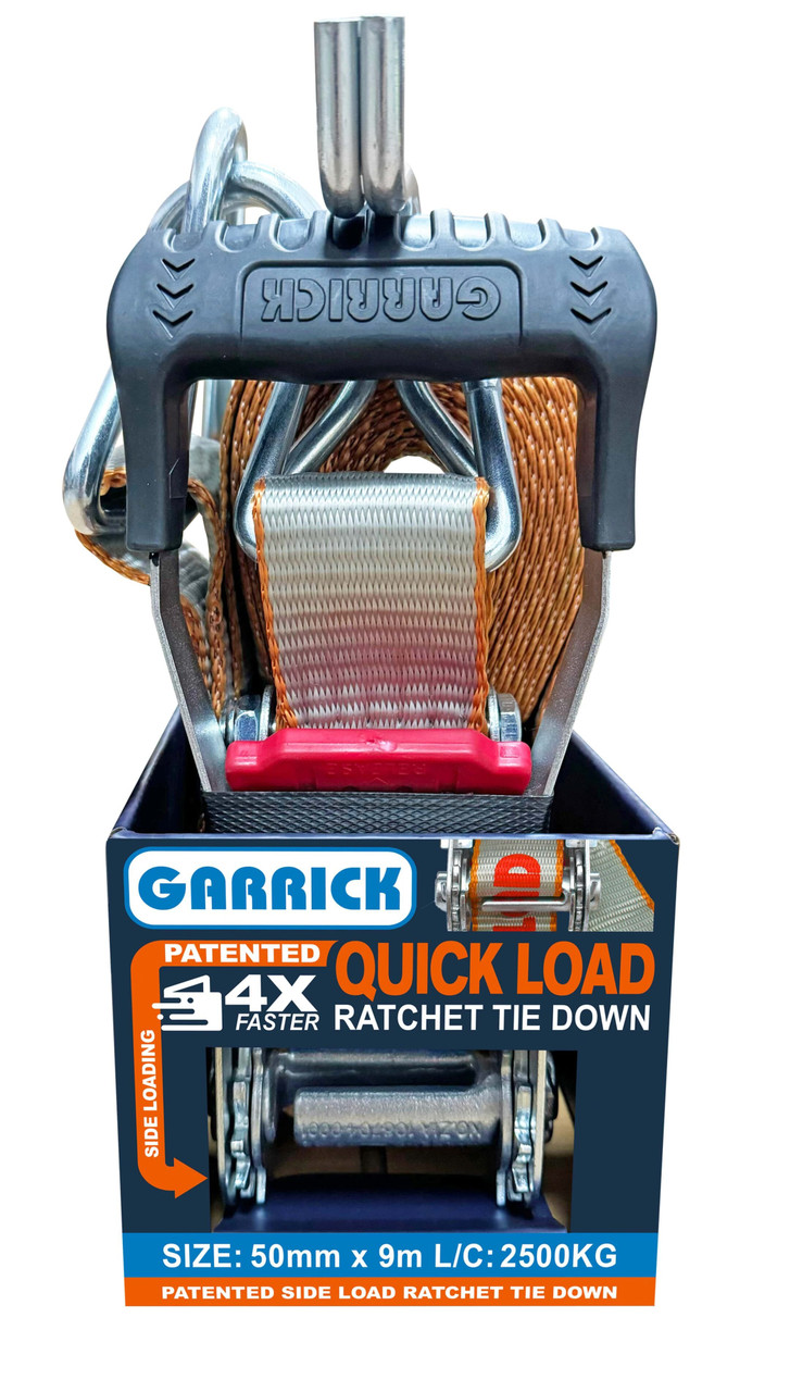 GARRICK QUICK LOAD Ratchet Tie Down50mm x 9mt 2500kg GQLRTD-50MM ...