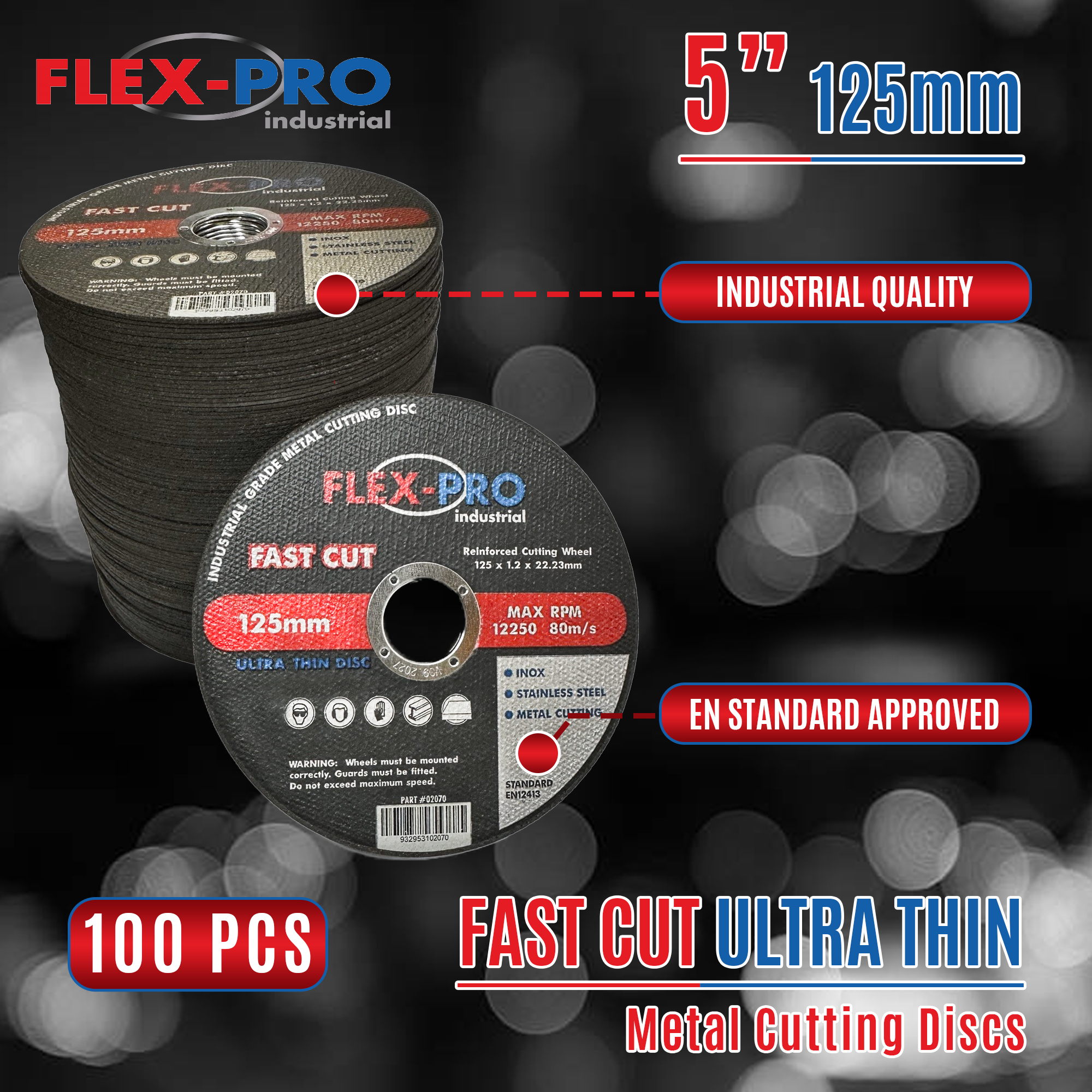 FLEXPRO 125mm 5" Ultra-Thin Cutting Discs 100pc Box - Robson's Tool ...