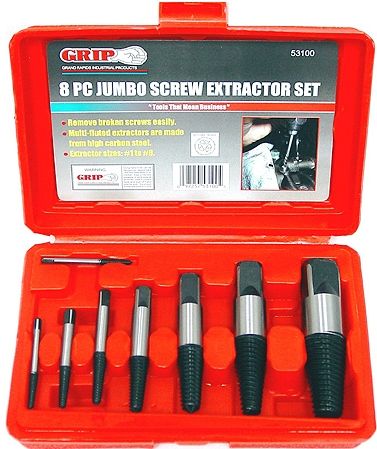 GRIP 8pc Extra large Screw Extractor set Ezy out 53100 - Robson's Tool ...