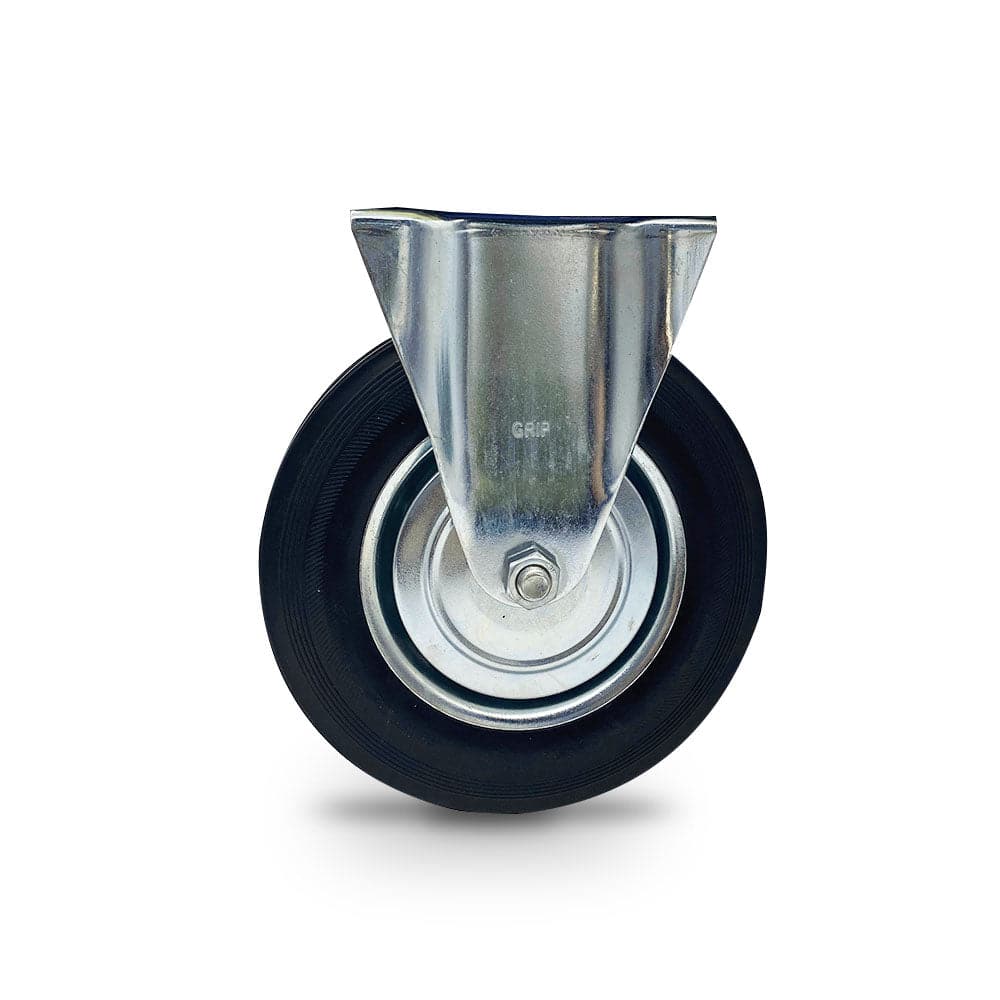 GRIP 160mm Rubber Moulded Steel Core Fixed Castor Wheel 43026 - Robson ...