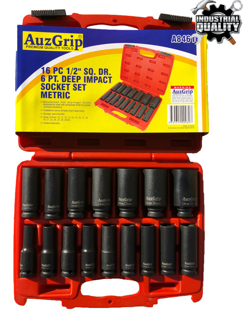 AuzGrip 16pc 1/2"Dr Deep Impact Socket set A84616 - Robson's Tool King ...