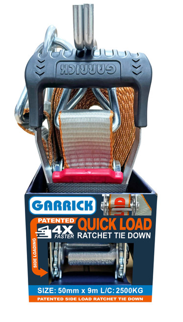 GARRICK QUICK LOAD Ratchet Tie Down50mm x 9mt 2500kg GQLRTD-50MM ...