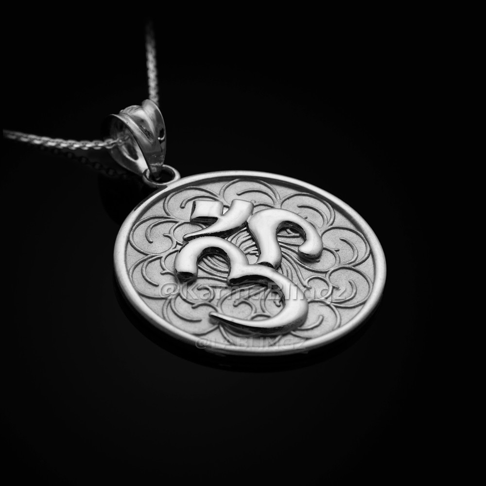Solid Sterling Silver Om (aum) Symbol Coin Charm Pendant Necklace
