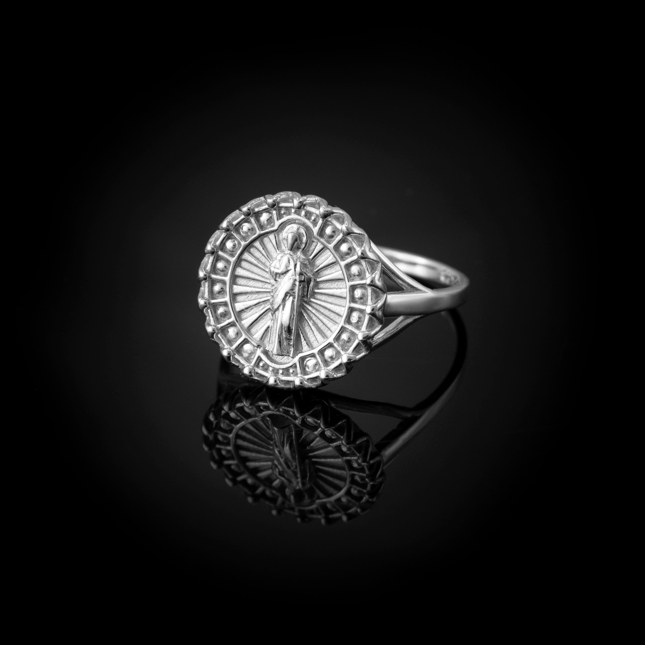 Sterling Silver St Benedict Women's Spiritual Protection Ring