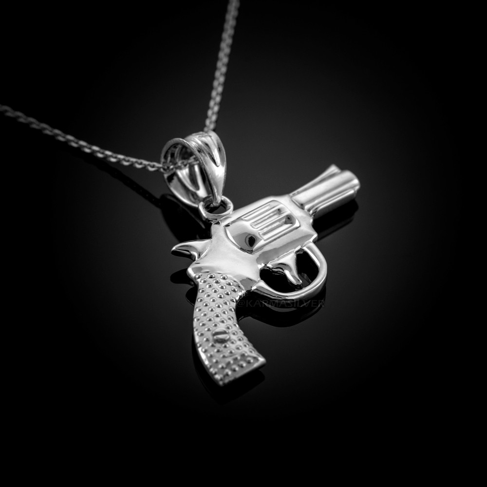 Sterling Silver Uzi Submachine Gun Pendant