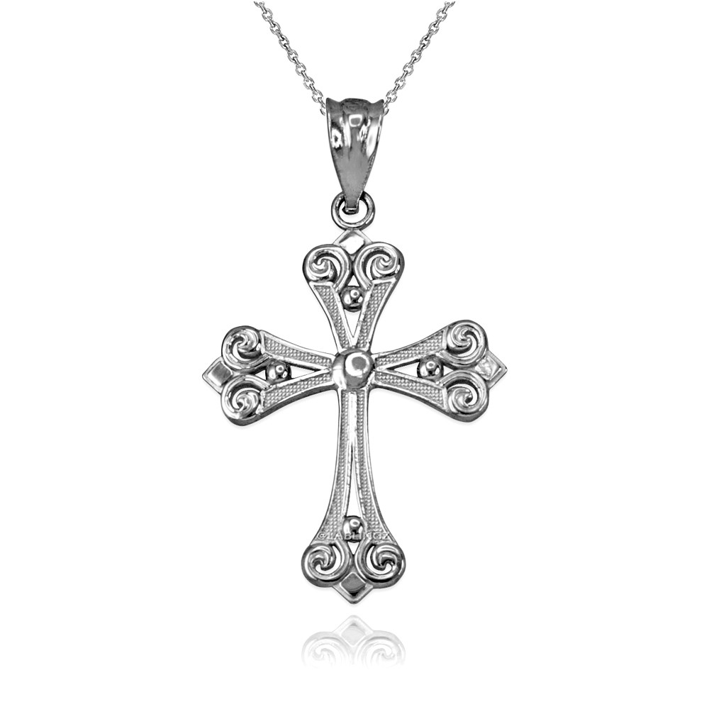 Sterling Silver Crossed Daggers Pendant Necklace