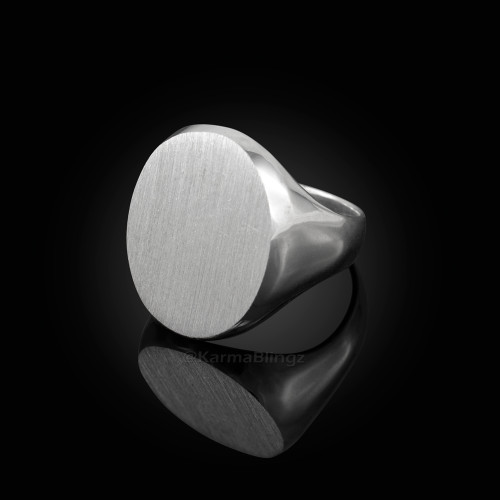 Sterling Silver Mens Large Oval Signet Ring