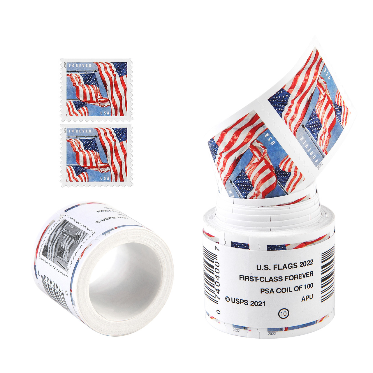 US Flag Forever Stamps in Rolls: IRIS STAMPS Collection