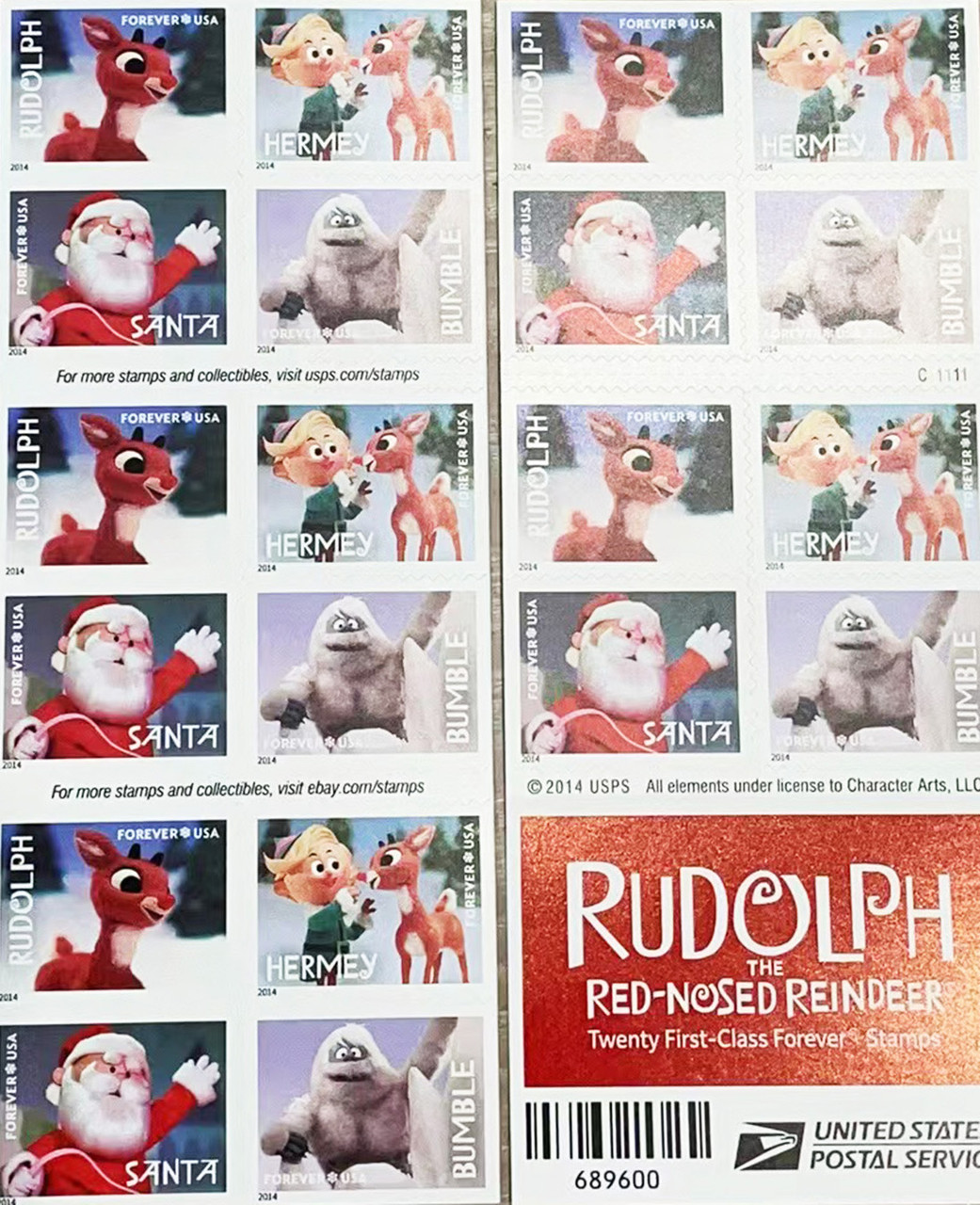 2014 USPS First Class Forever Stamp – Rudolph the Red-Nosed Reindeer
