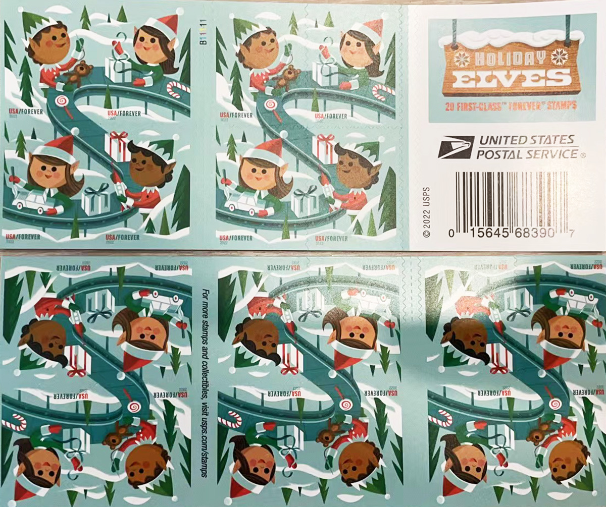 2022 Holiday Elves Forever First Class Postage Stamps