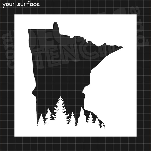 MN Shape with Trees Stencil