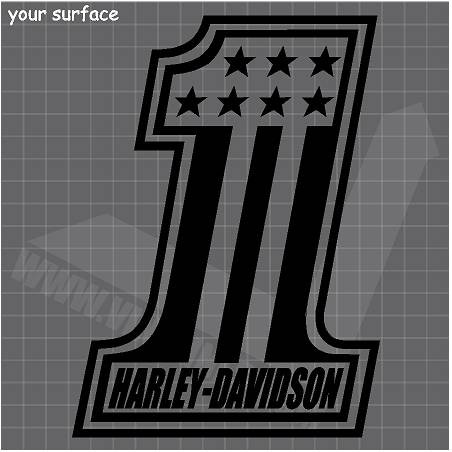 Number One Harley-Davidson with Stars and Border Line Decal