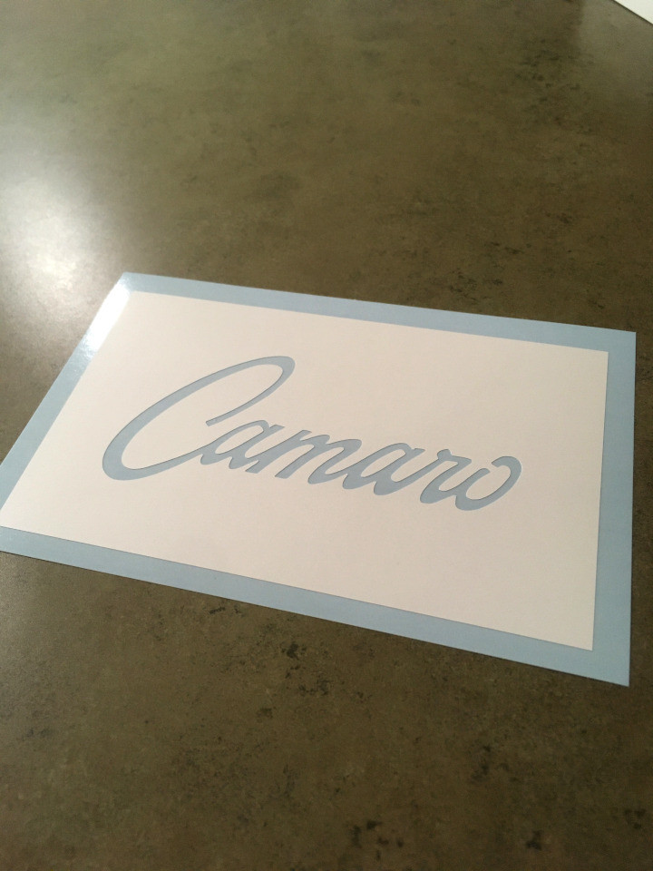 Cursive Camaro Emblem Stencil