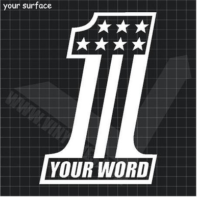 Number One with Stars and Your Name or Word Decal