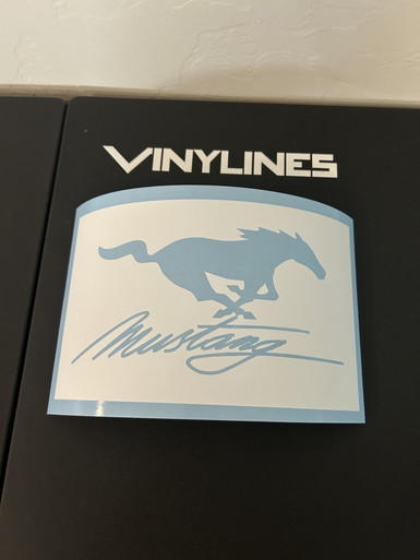 Mustang Script Text with Horse Facing Right Stencil