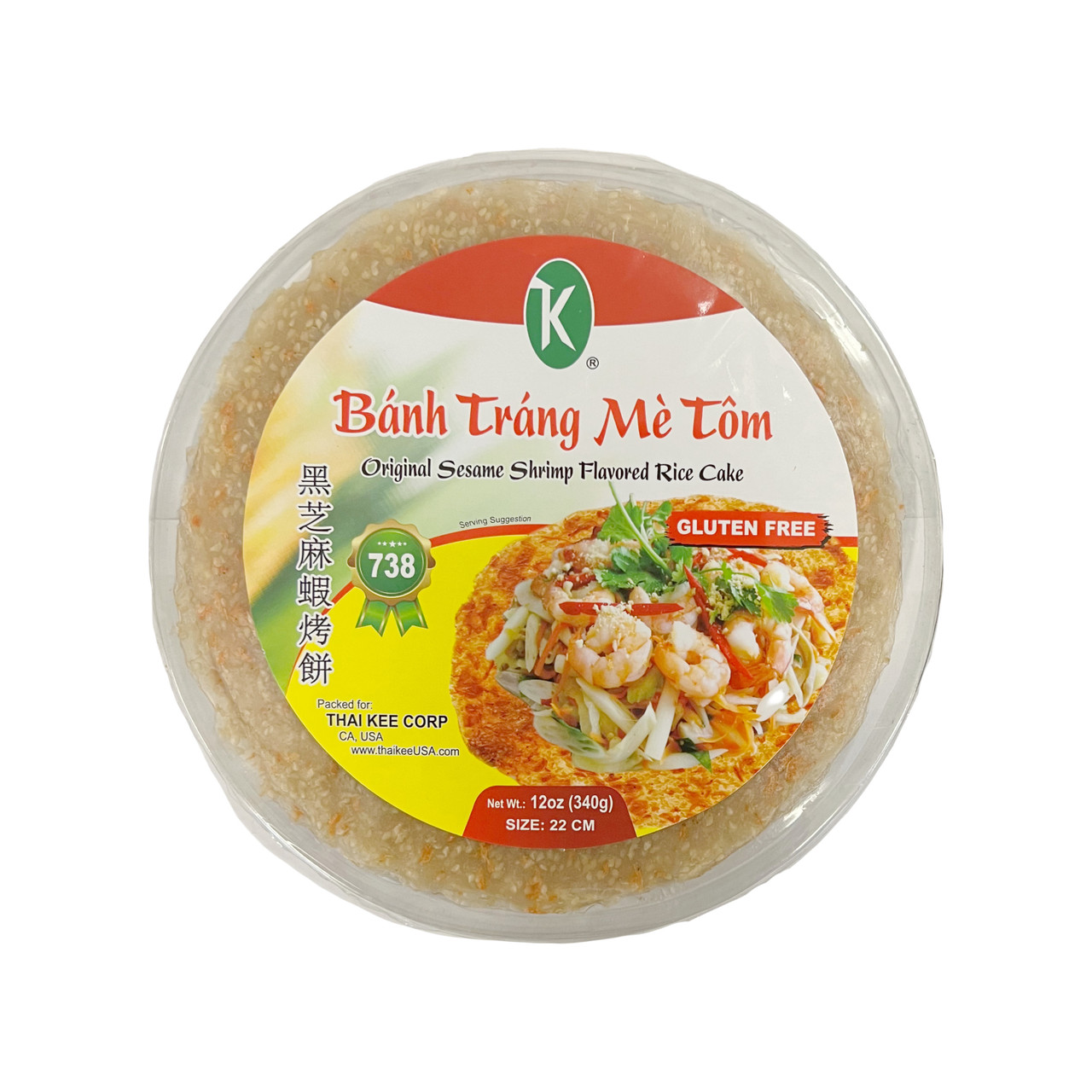 K-#738 SESAME SHRIMP RICE CAKE 22CM 44*12oz - Thai Kee Corporation 泰記